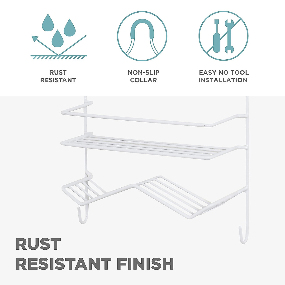 Zenna Home Zenna HomeOver The Shower 2 ShelvesWhite Over-The-Showerhead Caddy, 2 Shelves, White