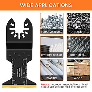 JTWEB 5PCS Titanium Oscillating Saw Blades Kit, Titanium Oscillating Multitool Blades for Metal Wood Nails Screws and Hard Material Cutting, Quick Release Oscillating Tool Blades fit Multiple Models
