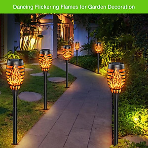 BONLION Solar Outdoor Lights, 10 Pack Solar Torch with Flickering Flame Waterproof, Solar Powered Garden Lights, LED Flame Pathway Torches Lights for Yard, Patio, Outside Landscape Décor