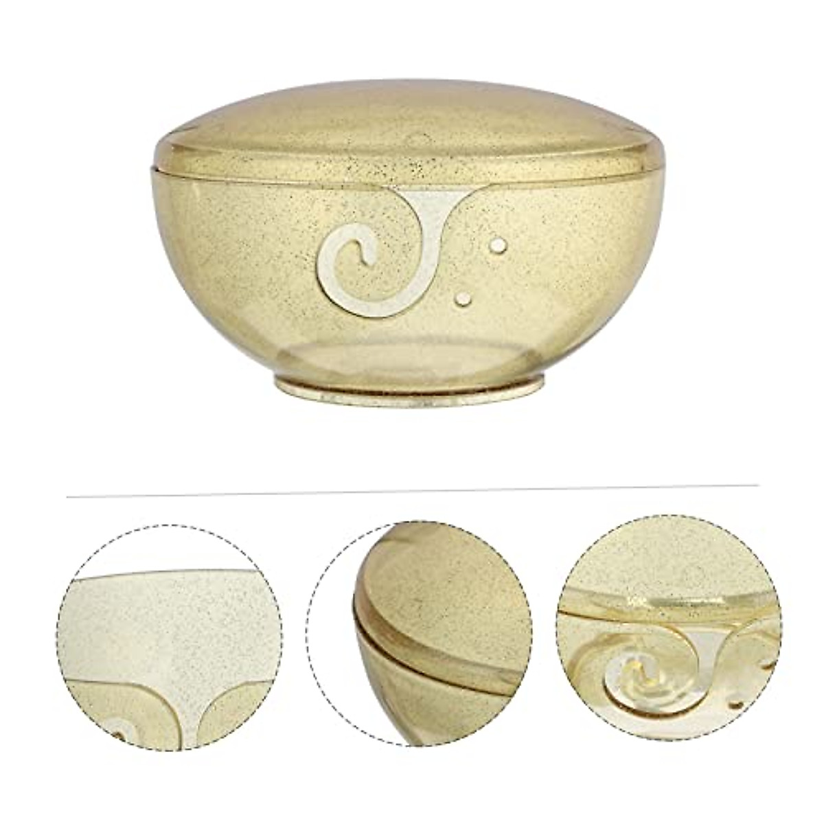 COHEALI 3pcs Crochet Hole Clear with Lid Needles Round Basket Golden Container Craft Organizer Holder Large Crocheting Kit Plastic Day & Top Supplies Wool Handmade Facialmask Crafts Bowl