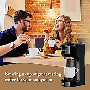 X WINDAZE Single Serve Coffee Maker for K Cup & Ground Coffee, Mini One Cup Coffee Brewer with Filter 6-14oz Reservoir Strength Control,Small Coffee Machines for Office Home Kitchen (Black)