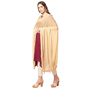DUPATTA BAZAAR Woman's Beige Chiffon Dupatta