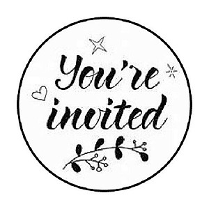 Stencils World pcs You're Invited .? Stickers Envelope Seals Labels Round Tags, Stamps Sticker for Gift Cards, Envelopes, Boxes for Holiday, Birthday, Christmas