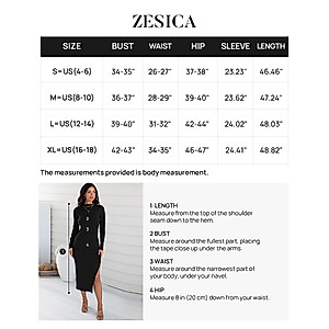 ZESICA Women's 2024 Ribbed Knit Dress Long Sleeve Mock Neck Slim Fit Side Slit Fall Elegant Sweater Dresses,Black,Medium