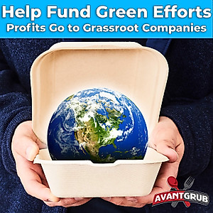 Avant Grub Durable, Grease-Proof 6x6 Clamshell Small To Go Box 100pk. Disposable, Leak-Proof and Microwavable Take Out Food Container With Hinged Lid. Great for Parties, Restaurants and Food Trucks!