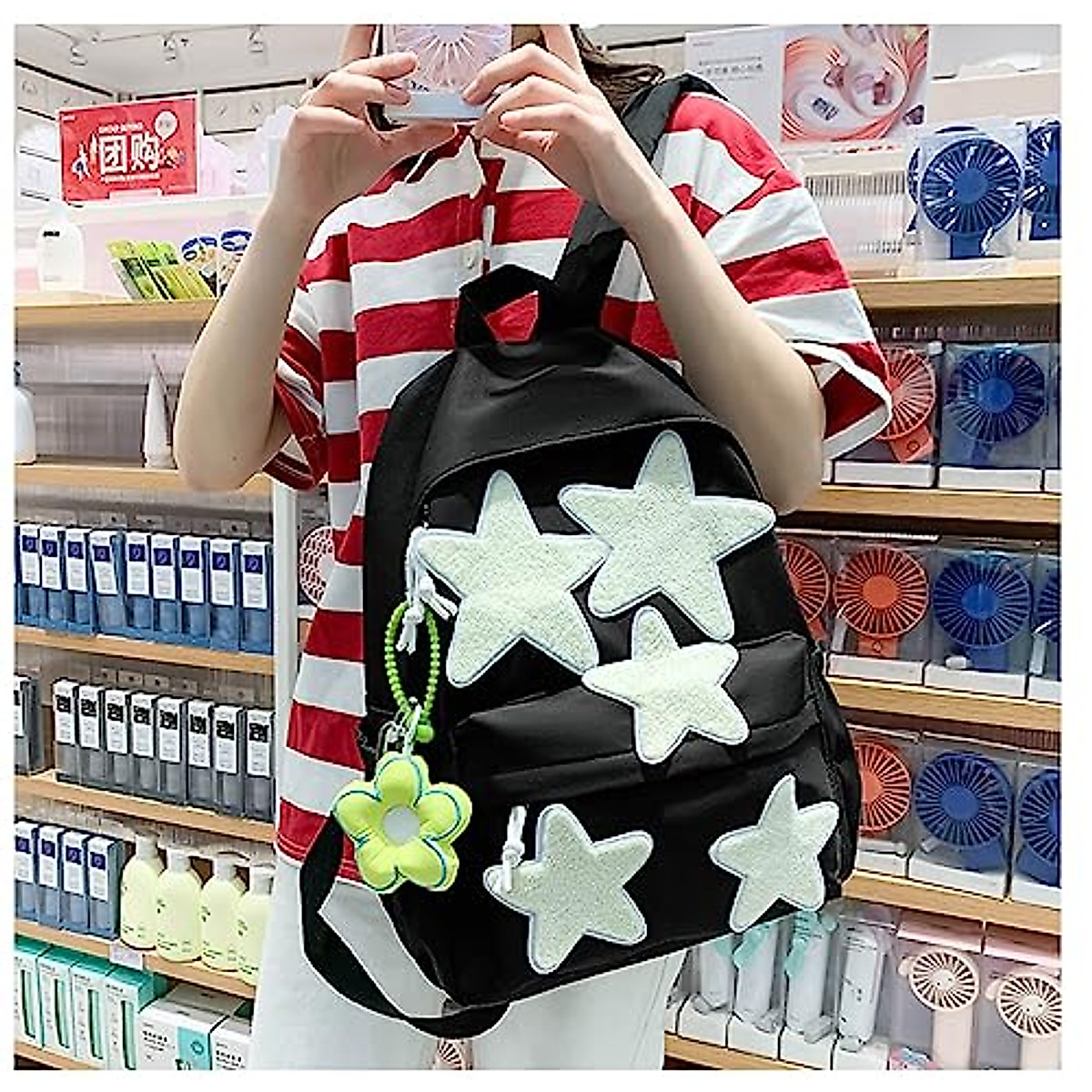 TIMMOR MAGIC Y2k Backpack for Women Aesthetic Bags with Star Graphic Vintage Coquette Bags Y2k Fashion Cyber Bag((style5-black)