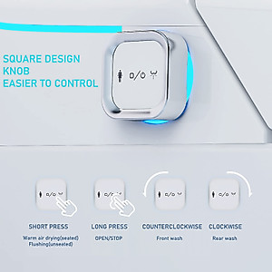 Smart Bidet Toilet with Off-Seat Flush/Foot Sensor Flush, Automatic Tankless Toilet with Intelligent Features, Heated Seat, Warm Water, Warm Air dryer, LED Display