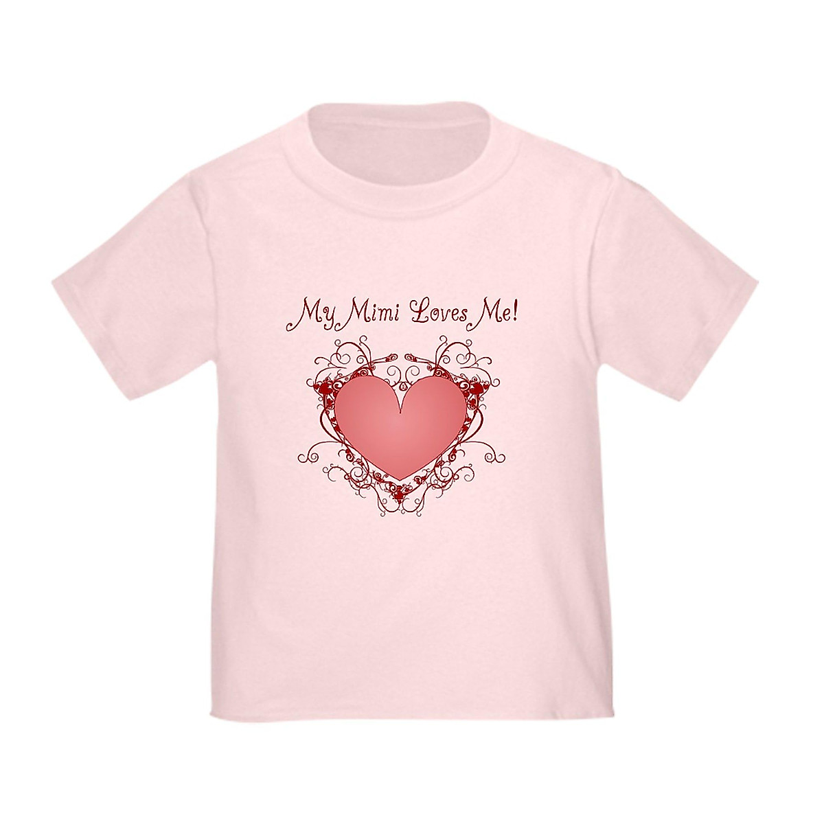 CafePress My Mimi Loves Me Heart Toddler T Shirt Cute Toddler T-Shirt, 100% Cotton Pink