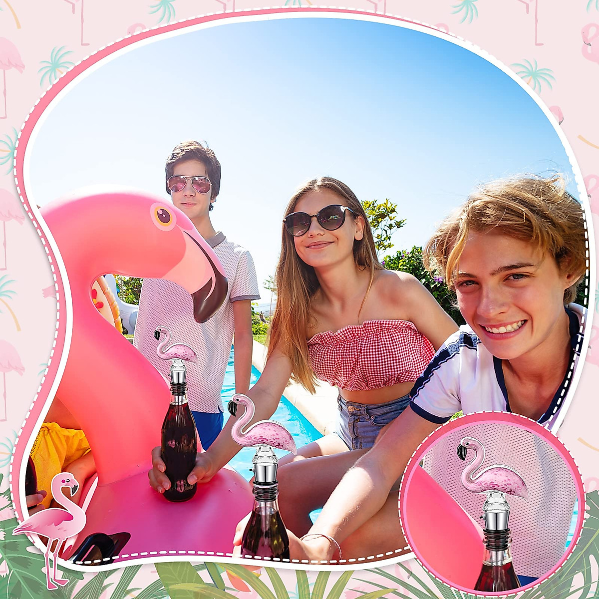 2 Pcs Glass Flamingo Wine Bottle Stopper Flamingo Wine Stopper with LED Changing Lights Cute Animal Wine Stopper Flamingo Gifts for Women Men Wine Accessories