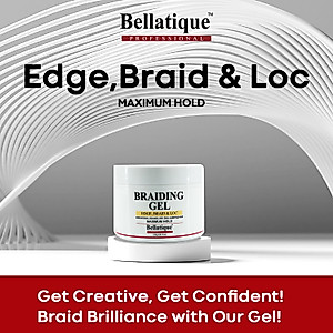 BELLATIQUE Professional Braiding Gel Maximum Hold Gel for All Hair Types (8.81 Oz) - No Flaking, No Whitening, Fast Drying, High Shine, Lasts Up to 48 Hrs