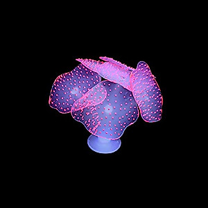 Lpraer 4 Pack Glow Aquarium Decorations Coral Reef Glowing Mushroom Anemone Simulation Glow Plant Glowing Effect Silicone for Fish Tank Decorations