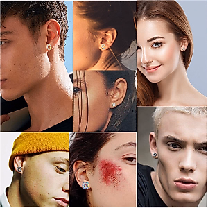 IRONBOX 6Pairs Ear expander Surgical Steel Tunnel Expander Earrings 14G-01G CZ Plugs Body Piercing Jewelry Set