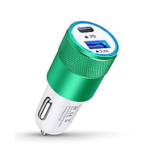 30W USB C Car Charger, Cell Phone Automobile Charger Rapid PD C Type Dual Port Cigarette Lighter Adapter Automotive Cig Slot Cargador Carro Ultra-Fast Charging for iPhone, iPad, Samsung, LG, Moto