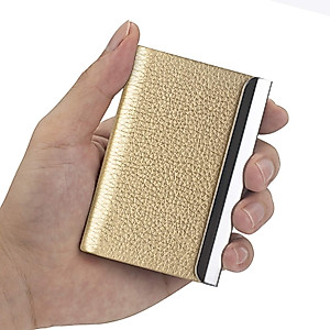 MOTYAWN Business Card Holder, Name Multi Cards Case, Pink Luxury PU Leather Credit Card ID Case - Protector Business Name Card Holder Slim Metal Wallet Pocket Holder Case for Women & Men