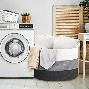 MEGASKET Extra Large Rope Basket, 22” X 22” X 14” Blanket Basket Living Room, Soft Kids Toy Storage Organizer Baskets, Baby Wicker Baskets for Organizing, Woven Blanket Pillow Holder Bins Basket