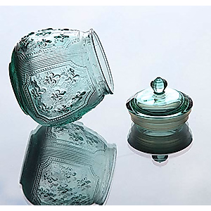 Vintage Relief Crystal Glass Candy Dish Snack Jar with Seal Lid,Wedding Candy Jar