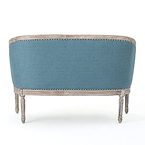 Christopher Knight Home Faye Classical Fabric Tufted Loveseat, Blue / Antique