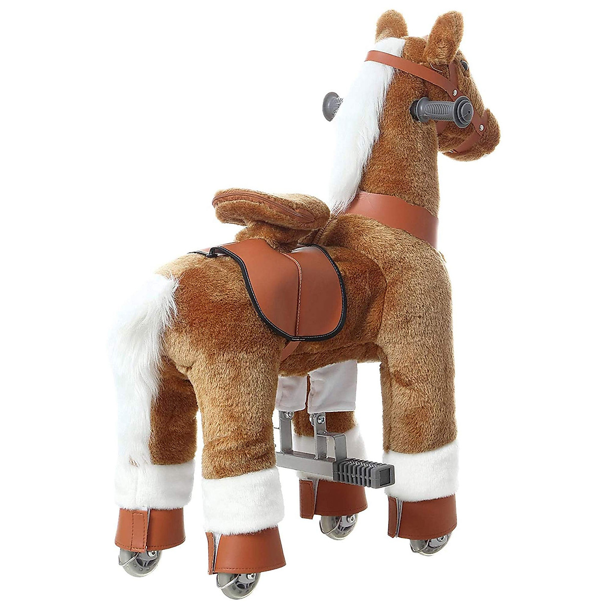 JoJoPooNy Ride on Horse Toy, Kids Ride on Toy for 3-6 Years Old, Premium Riding Horse Plush Animal Toy, Walking Horse Toy with Wheels (27 Inch Height)