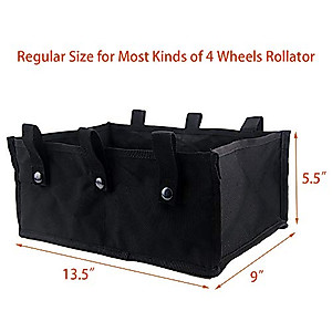 Rollator Storage Under Seat Bag Folding Underseat Walker Pouch Fabric Rollator Basket Accessories for 4 Wheels Walker for Senior (Black)