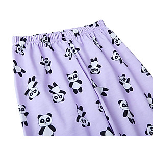Jashe Panda Pajamas for Girls Size 12 Short Sleeve & Pants Fall PJ Pal Toddler Kids Jammies Set Grey & Purple