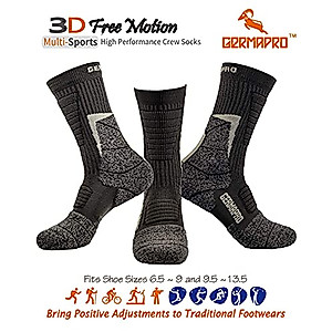 Men's Breathable Hiking Work Boot Socks w/Anti-Stress Moisture Wicking Germanium & Coolmax Fiber Lite-Compression 1/2 pr (X-Large, Brown)