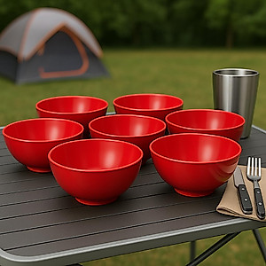Calypso Basics by Reston Lloyd Melamine Bowl, Set of 6, Red