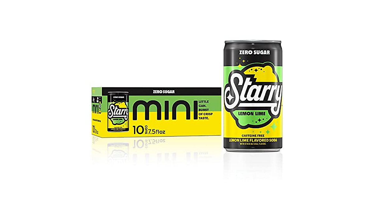 Starry Zero Sugar Lemon Lime Soda - Refreshing Mini Cans