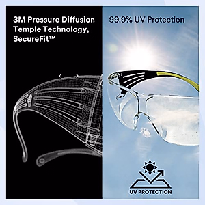 3M SF401AF SecureFit 400 Series Protective Eyewear, Clear Lens, Anti-Fog