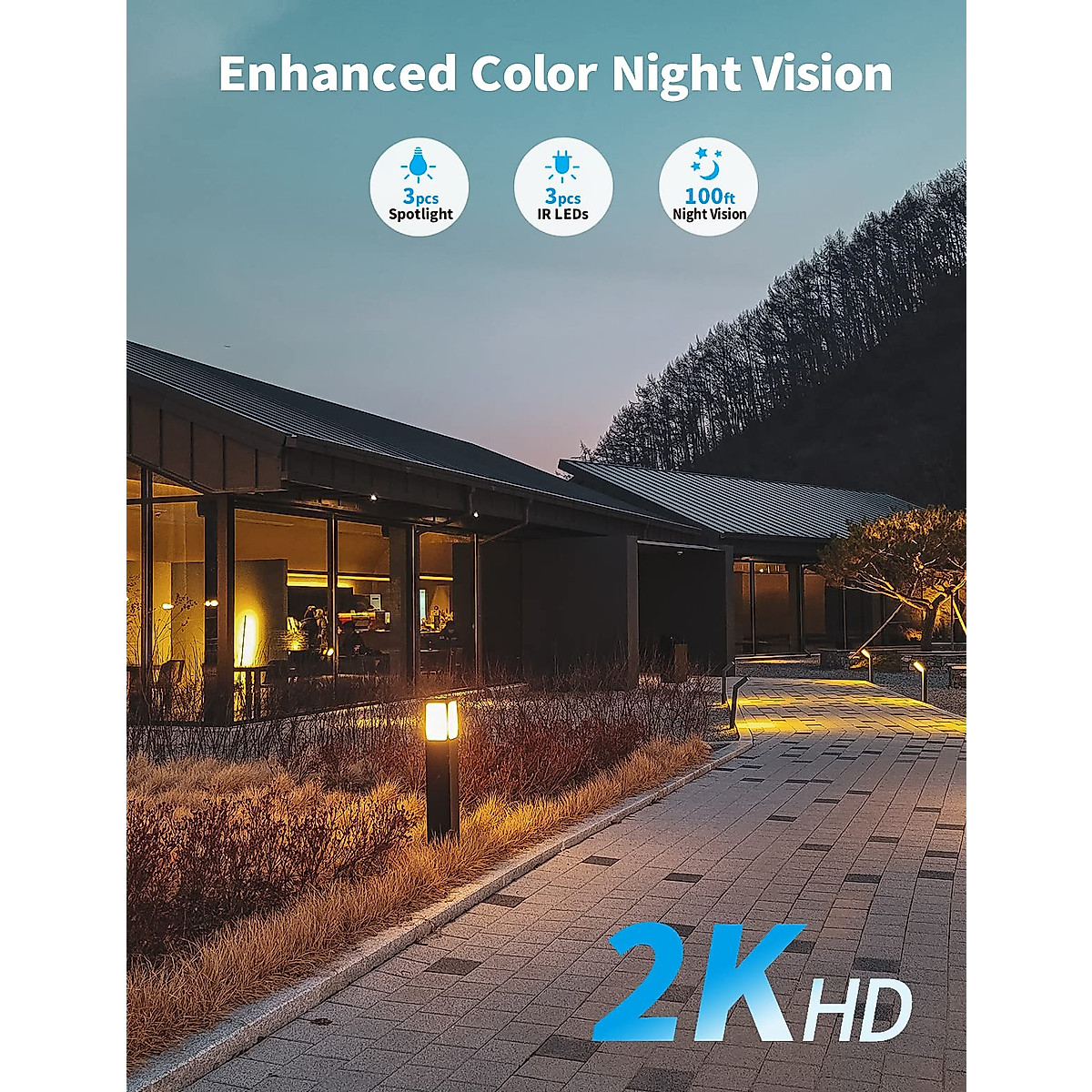 [Add -on 3MP Camera] Tonton 3MP Ultra HD Wireless IP Network Camera Outdoor Indoor Security Camera with PIR Sensor, 2 Way Audio, Floodlight, Suitable for All of Tonton NVR and All in one Kits