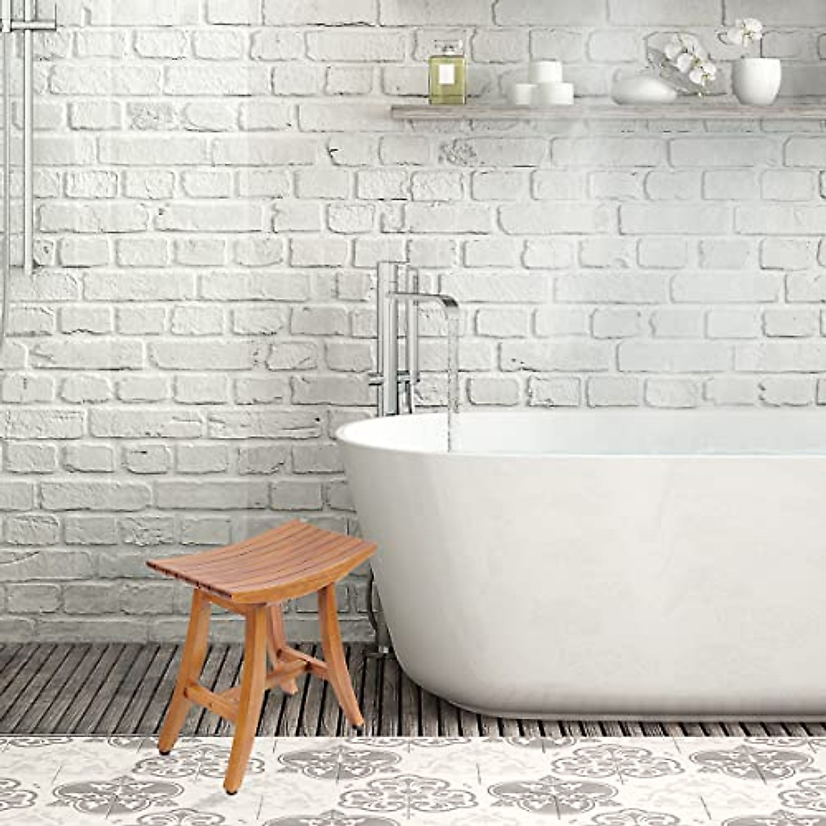 18" Teak Shower Bench, Teak Shower Stool, Shower Chair Wood, Shower Stool Wood, Teak Shower Seat, Assembly Required