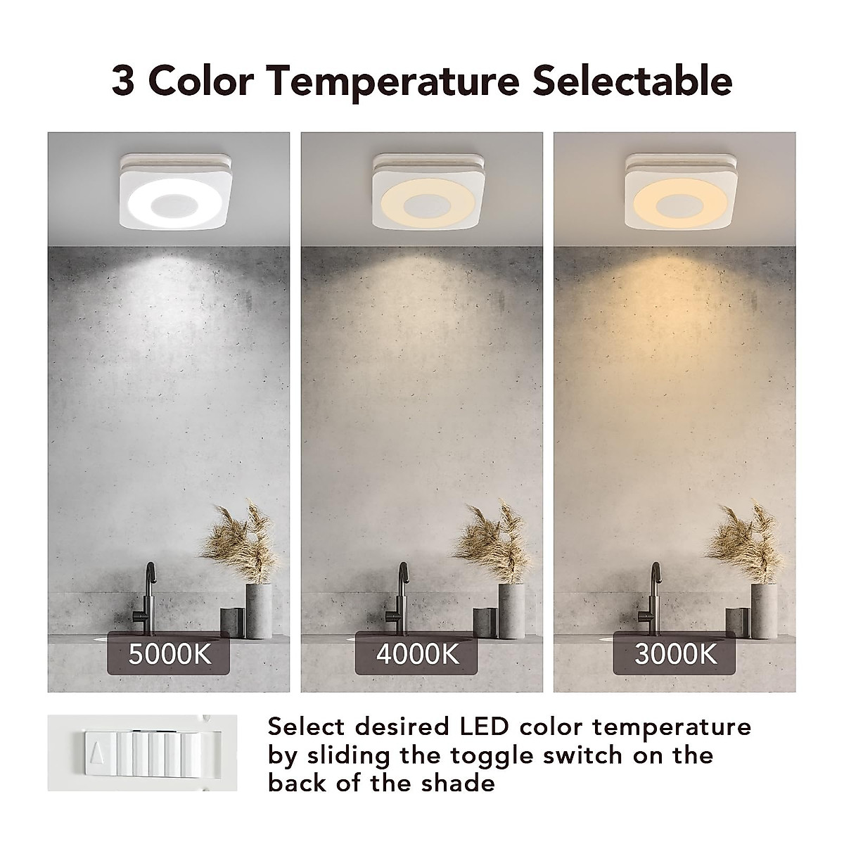 OREiN OL003 Bathroom Exhaust Fan with Light, 40W Bathroom Fan with Humidity Sensor, 160 CFM 1.0 Sones Bathroom Vent Fan with Light For Home, 1500lm LED Light 3000K/4000K/5000K Selectable & Nightlight