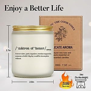 Bridesmaid Gifts - Matron of Honor, Bachelorette Bridal Party Gifts for Sister Women Friends, Wedding Present for Bridesmaid, Maid of Honor Proposal Gifts from Bride, Lavender Scented Candle