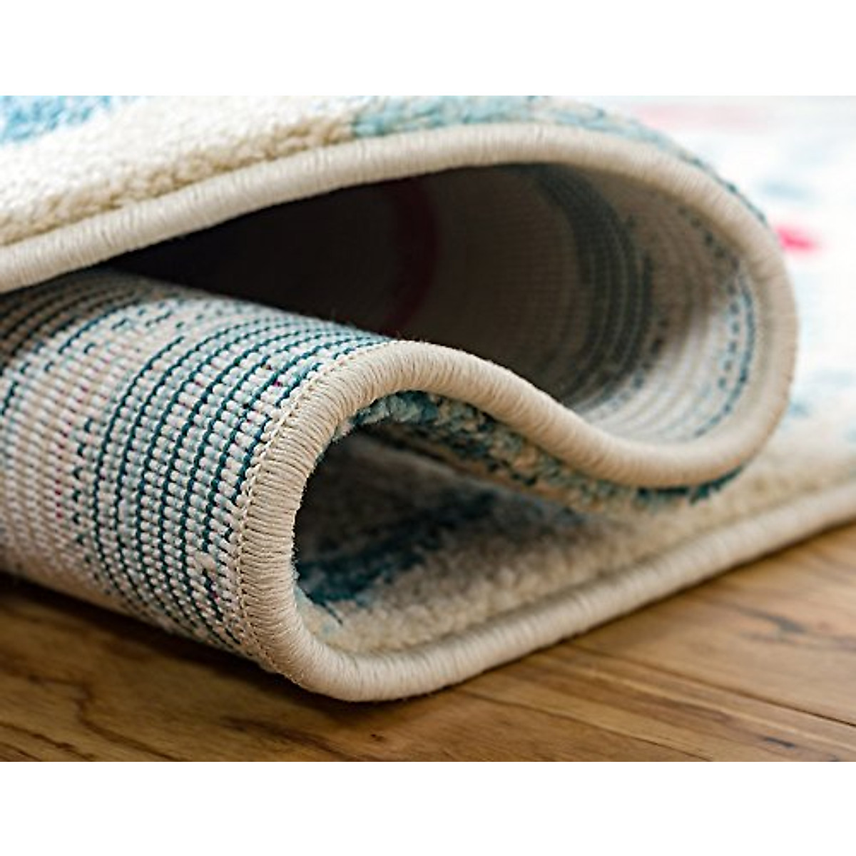 Unique Loom Positano Collection Coastal Modern Bright Colors Fish Beige Area Rug (5' x 8')