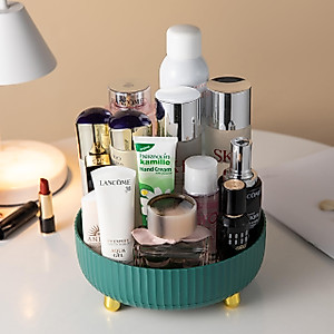 GIWULAKY 360°Rotating Makeup Organizer Countertop,Multifunctional Bathroom Organizer,Lazy Susan Turntable Organizer for Cabinet,Large Capacity Desk Organizer,for Pantry,Vanity,Condiments(White)