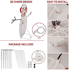 Joliyoou 2D Christmas Yard Decoration, Set of 3 Pre-lit Snowmen with 60 LEDs Warm White Lights for Xmas Front Door Indoor Outdoor Lighted Holiday Displays (Tinsel Look)