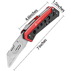 edcfans Folding Pocket Utility Knife Box Cutter with Flat Head and Phillips Screwdriver, Razor Knife with Quick Change Blades Lock Back Design (10 Blades), Stainless Steel