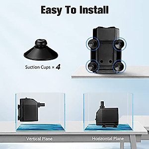 KEDSUM 880GPH Submersible Water Pump(3500L/H, 100W), Ultra Quiet Water Pump with 11.3ft High Lift, Fountain Pump with 5.9 ft Power Cord, 3 Nozzles for Fish Tank, Pond, Aquarium, Hydroponics