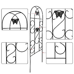 Amagabeli 4 Pack Garden Trellis for Climbing Plants 60" x 18" Rustproof Sturdy Black Iron Trellis for Potted Plant Support Butterfly Metal Trellis for Climbing Roses Vine Flower Cucumber Clematis GT02