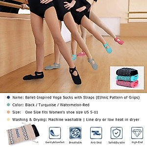 Ozaiic Yoga Socks for Women&Men Non-Slip Grips & Straps, Ideal for Pilates, Pure Barre, Ballet, Dance, Barefoot Workout, fitness Slipper Hospital Socks with Grips