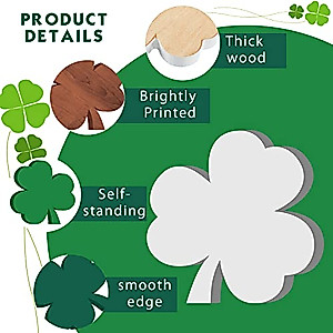 9 Pcs St Patrick's Day Wooden Table Decor Centerpiece Block Shamrock Shape Irish Patty's Tiered Tray Tabletop Sign Decor for Office Dining Room Mantle Home Wood Saint Patrick Party Supplies