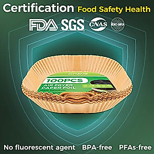 Disposable Air Fryer Paper Liners: 100PCS 8 Inch Square Liners for Air Fryer, Grease and Water Proof Non Stick Basket Parchment Paper