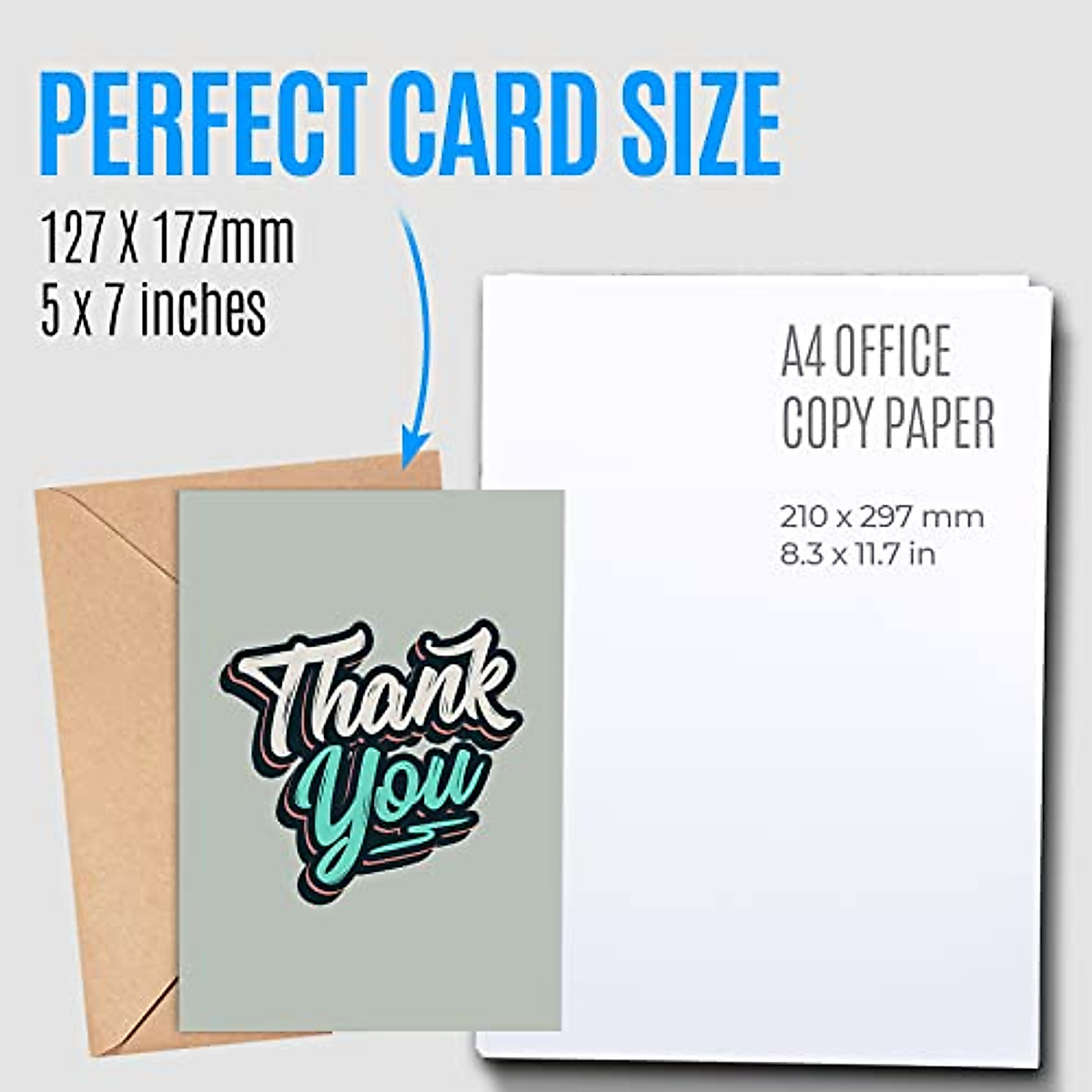 Individual Thank You card with envelope for any occasion | Awesome present idea to show gratitude for her or him | Perfect card to say thank you to a family member, a member of your staff or a friend