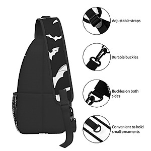 MuMuYun Sling Bag, Bats Halloween Goth print Crossbody Sling Backpack for Casual Shoulder Women And Men, Black