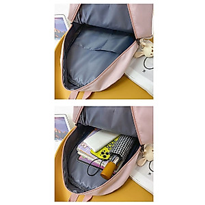 YUESUO Kawaii Large Backpack with Cute Bunny Ear Backpack Pendant Pins for Teen Girl Student School Bag Bookbag Satchel Laptop (Pink,Large)