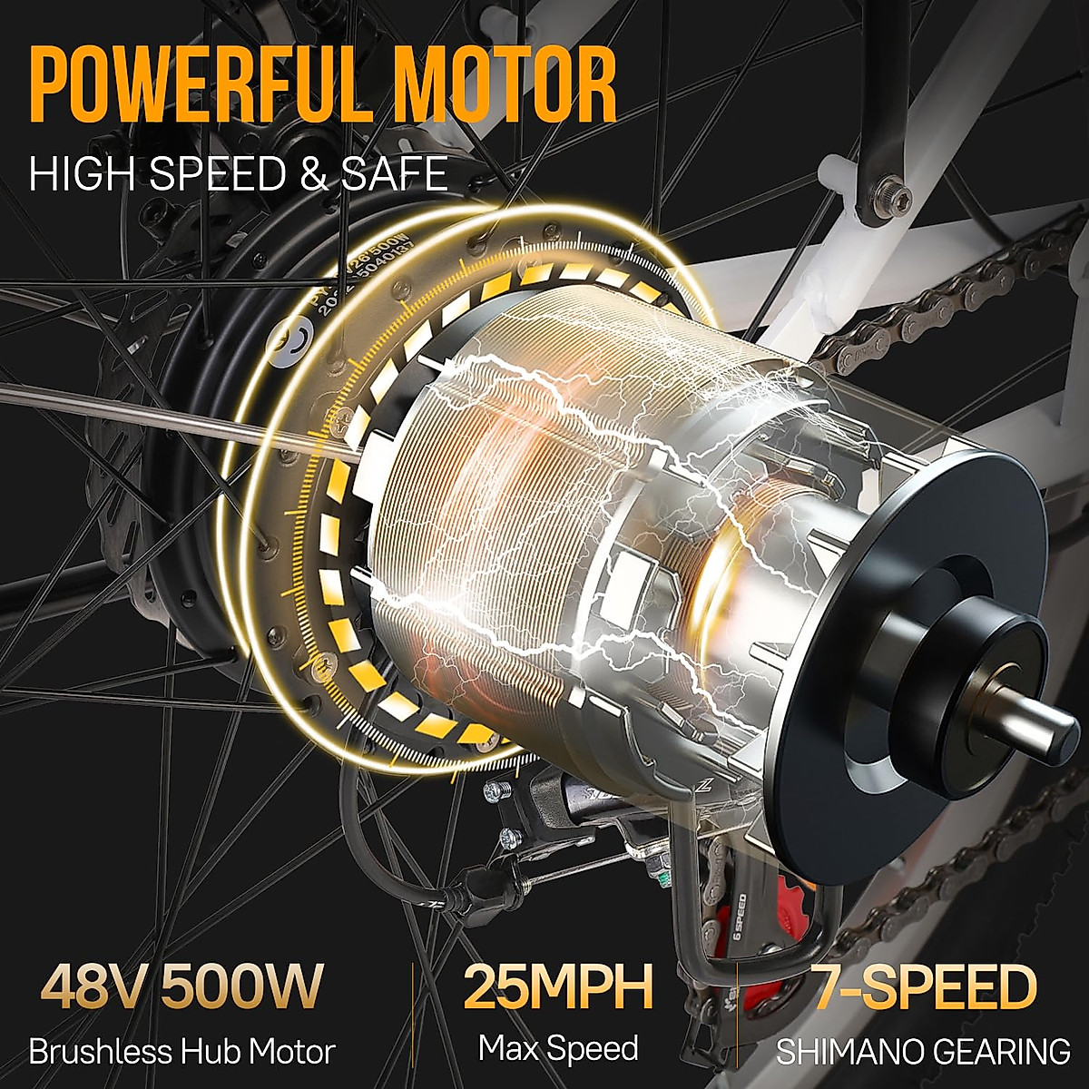 GELEISEN Electric Bike for Adults, 26" Ebikes, Peak 750W Electric Cruiser Bike with 48V 14.5Ah/11.6Ah Removable Battery, 25Mph Electric Bicycle w/ 7-Speed & Front Suspension(Fits for 5'2"-6'5")