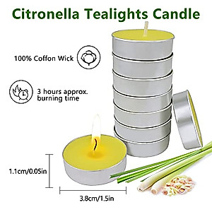 Citronella Tea Lights: NOSTOSON Citronella Tealights Candles for Indoor/Outdoor,4 Hour Burning Mini Candles-Pack of 50