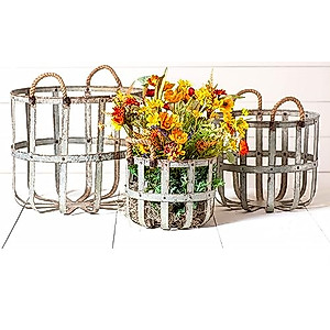 Irvin's Country Tinware Rustic Round Metal Basket Set