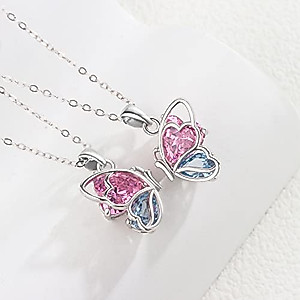 Best Friend Friendship Necklaces for 2 925 Sterling Silver Butterfly Matching Necklaces Bff Necklace 2 Gilr Gift Sister Necklaces Connect Together Long Distance
