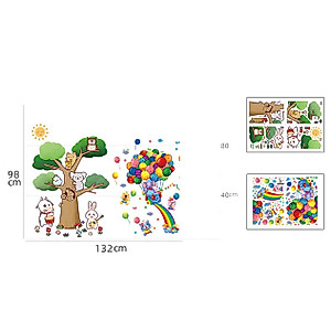 Animal Wall Sticker Cartoon Baby Children DIY Art Decal Self-Adhesive Wallpaper Mural Decorate for Living Room TV Sofa Background Bedroom Kids Room Nursery