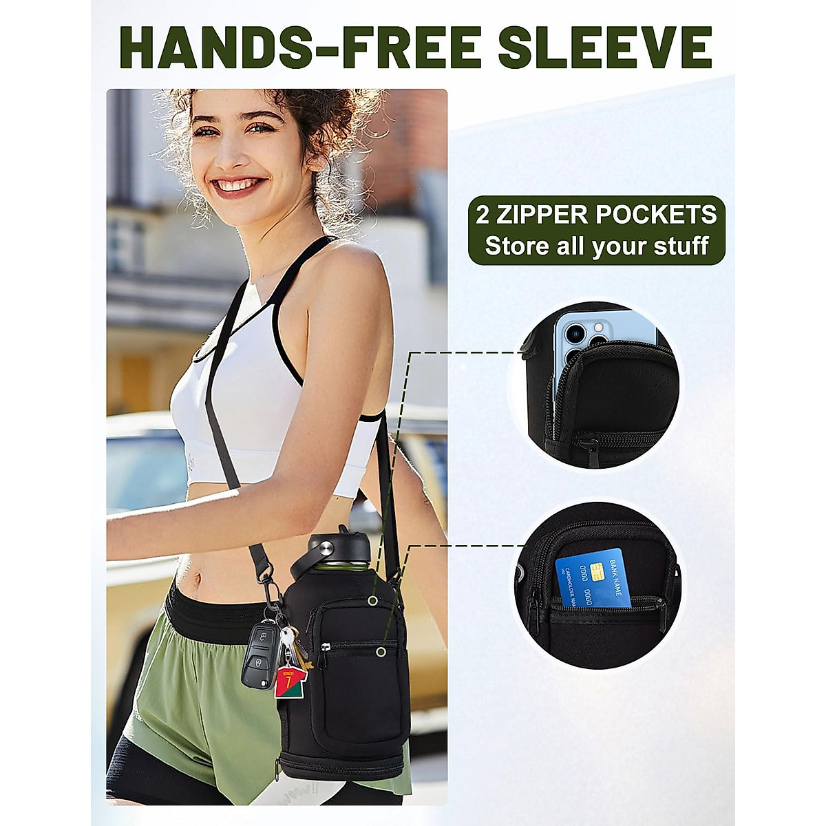 DIGJUPER 64OZ Vacuum Insulated Water Bottle - Keep Hot Cold Vacuum Flasks with Straw & Spout Lids, Paracord Handle, Water Bottler Carrier Holder & Protective Cup Mat, 1.8L Stainless Steel Water Jug